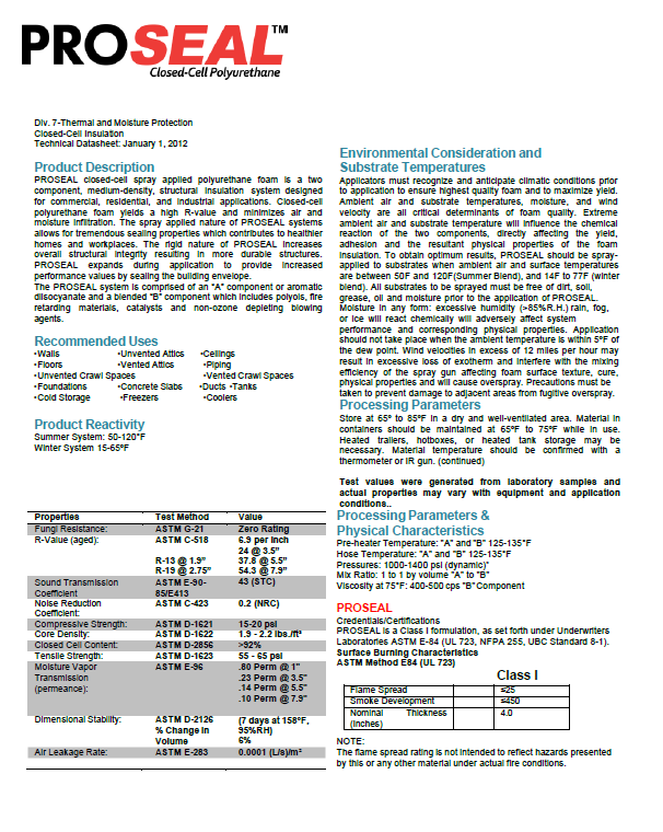 ProSeal Elastochem Technical Data Sheet TDS Documents Profoam