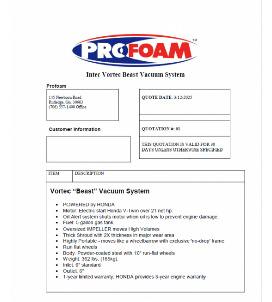 Vortec “Beast” Insulation Removal and Vacuum System Package | Profoam
